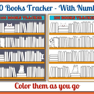 Printable Book Tracker, 100 Books, 4 in 1 Book Tracker, 2 Blank & 2 Pre ...