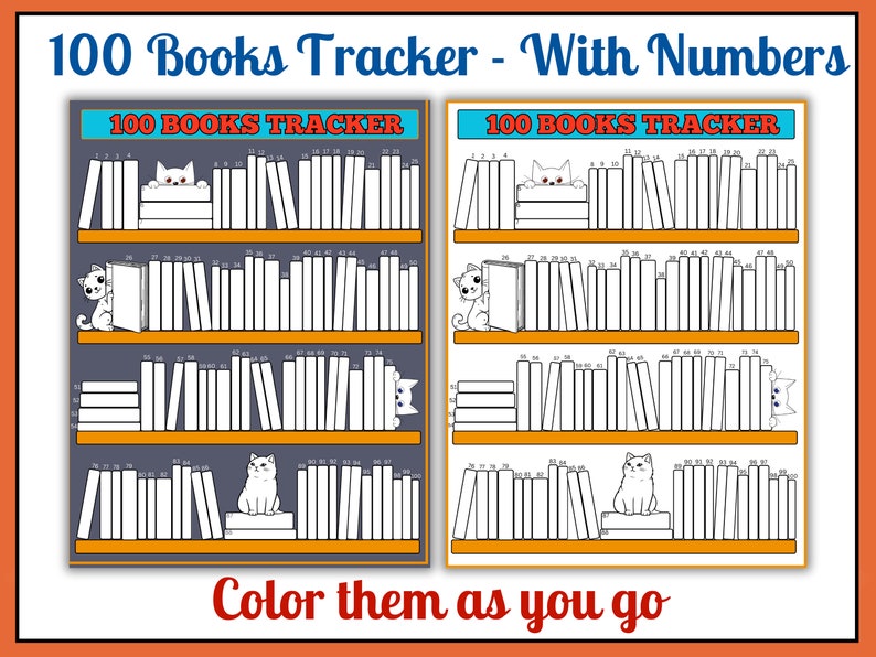 Printable Book Tracker, 100 Books, 4 in 1 Book Tracker, 2 Blank & 2 Pre ...