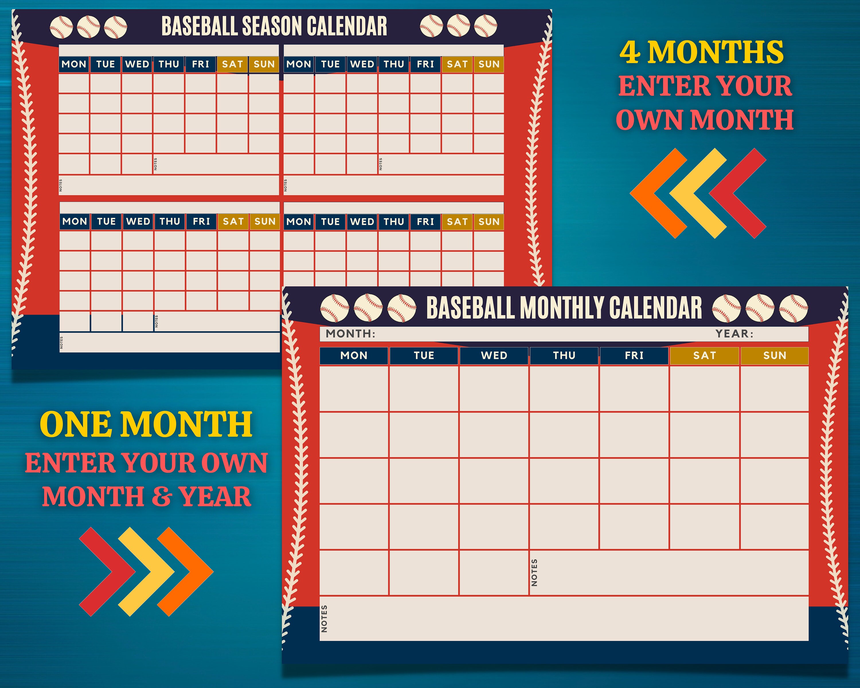 Baseball Season Calendar, Baseball Printable, Tball Season Planner ...