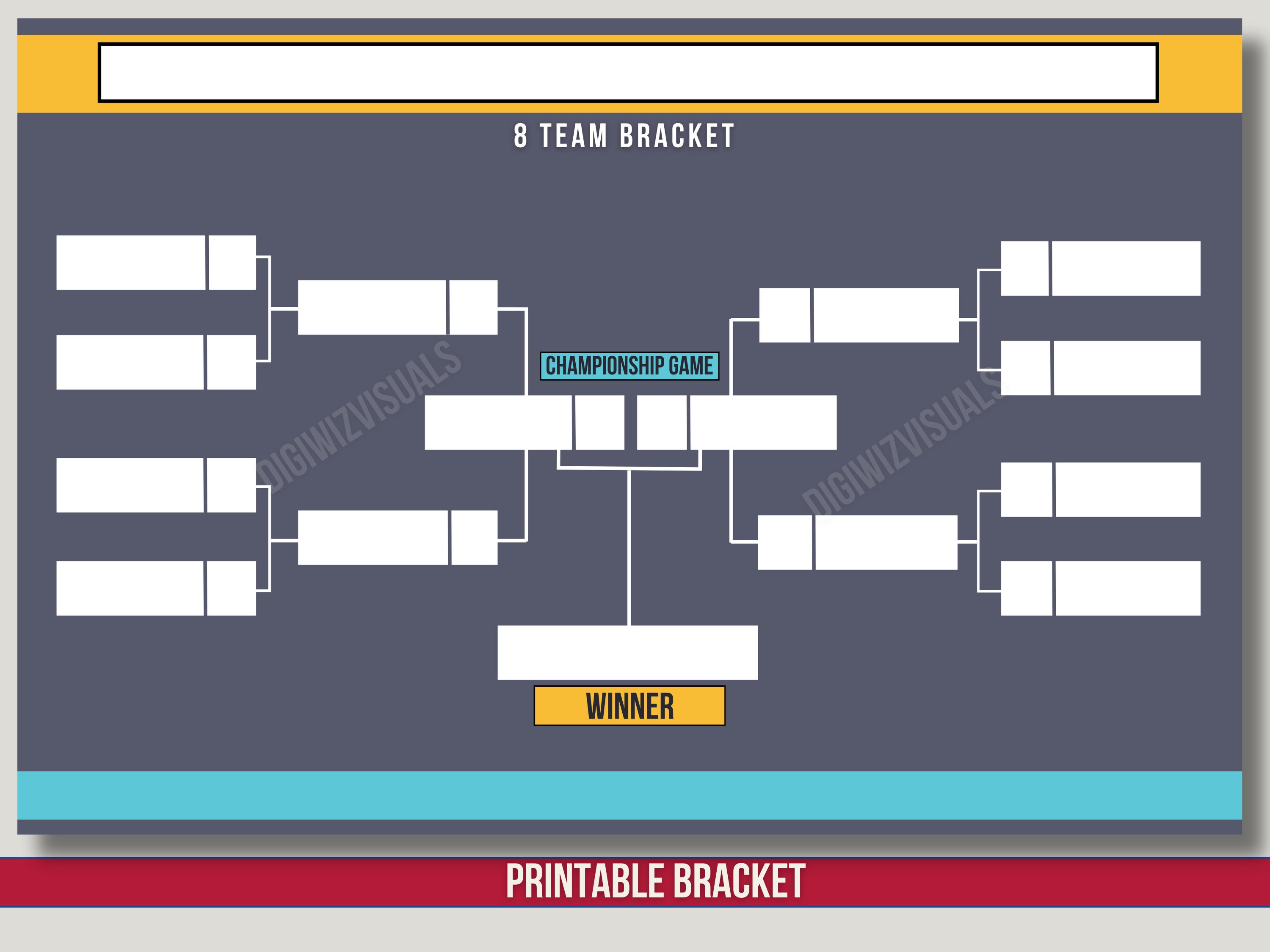 4, 8, 16, 32, 64 Single Elimination Bracket, Printable Tournament ...