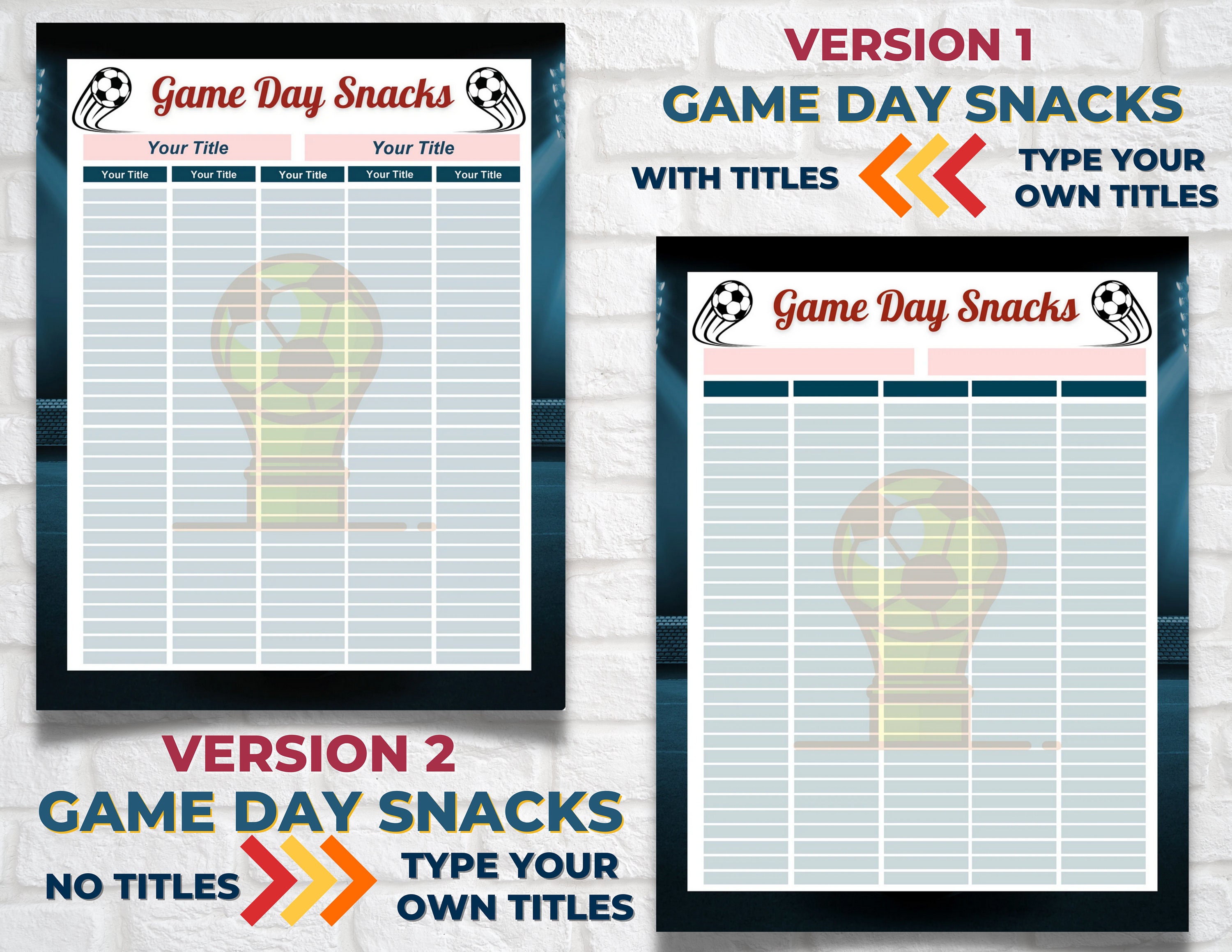 Game Day Snacks, Soccer Snack Template, Editable Template, Printable ...