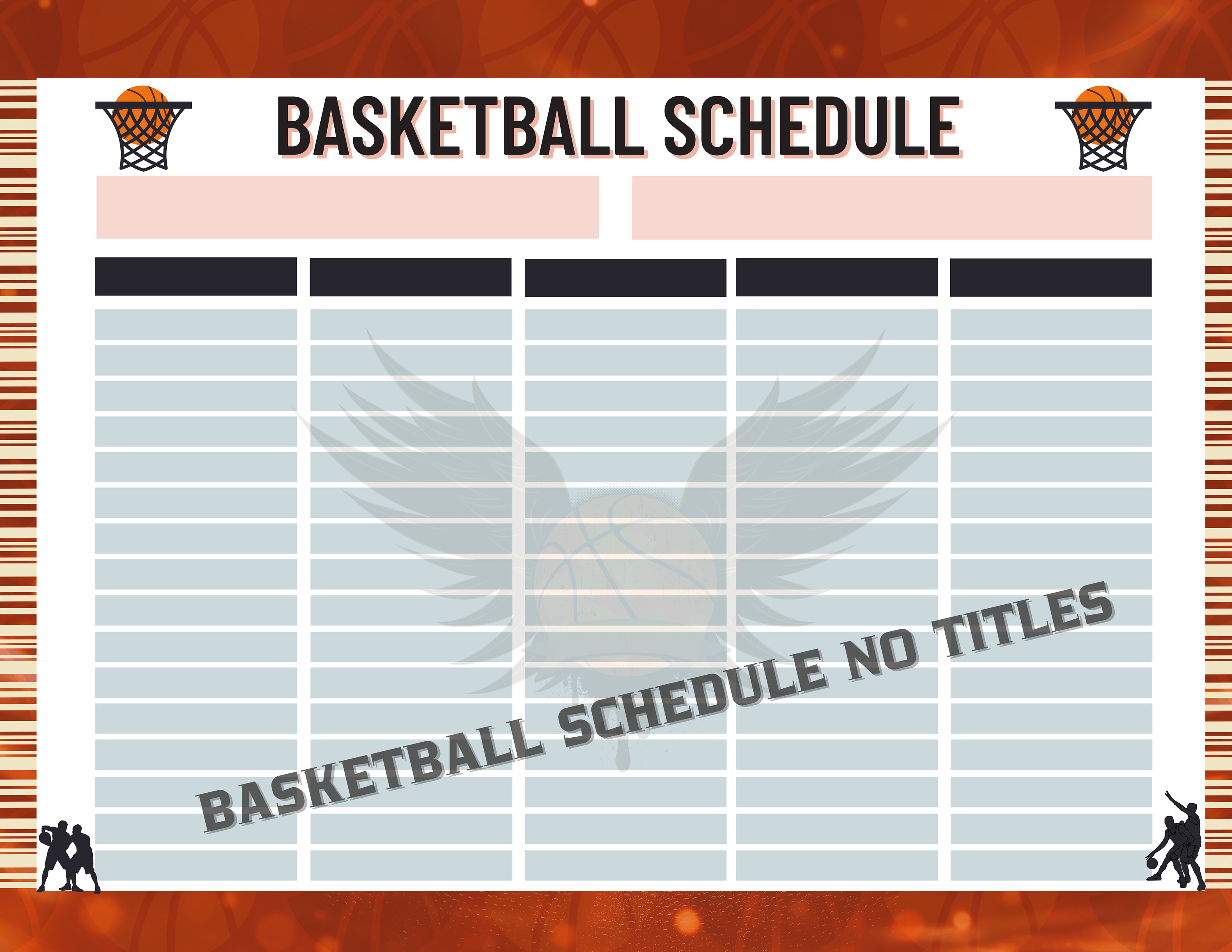Editable Basketball Game Schedule Template, Printable Basketball ...