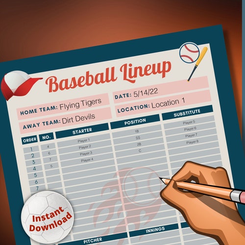 Editable Softball Lineup Card Printable/softball Roster Chart/ - Etsy ...