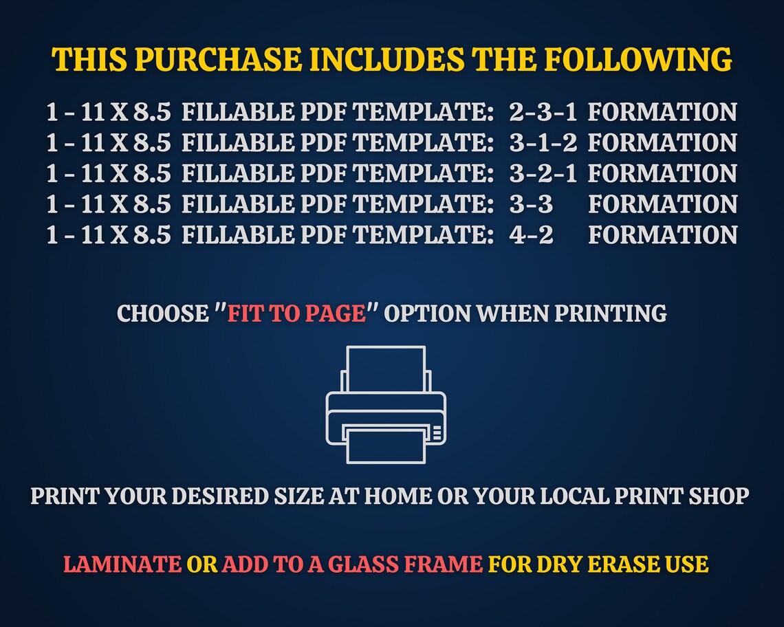 7v7 Soccer Formation Lineup Sheet, Editable PDF, Soccer Training ...