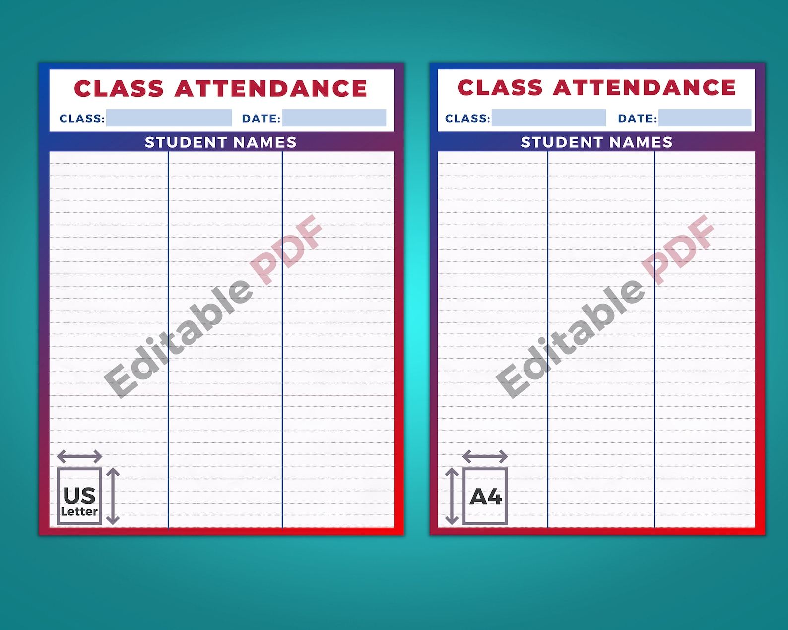 Editable Class Attendance, Attendance Sheet Printable, Attendance ...