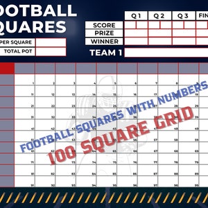 Football Squares Bundle, 100 Squares Grid, Football Boxes, Super ...