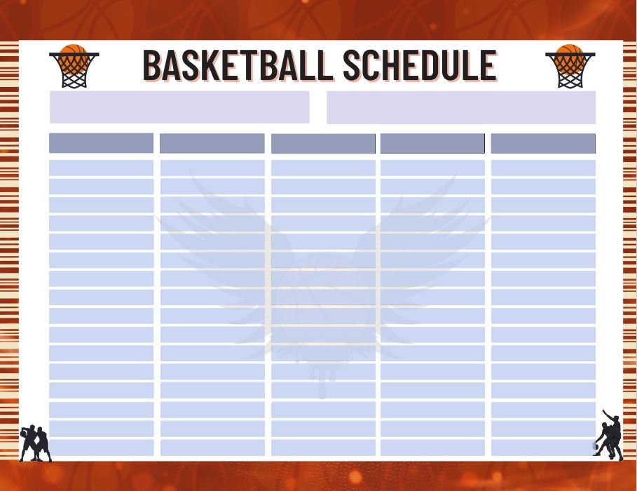 Editable Basketball Game Schedule Template, Printable Basketball ...