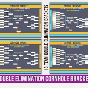Printable Cornhole Tournament Brackets, Available in 16 & 8 Team Double ...