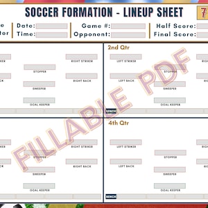 7v7 Soccer Formation Lineup Sheet, Editable PDF, Soccer Training ...