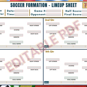 7v7 Soccer Formation Lineup Sheet Editable PDF Soccer - Etsy