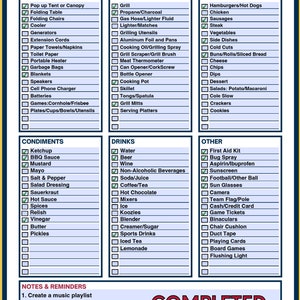 Ultimate Tailgate Checklist Printable, Football Tailgate Checklist ...