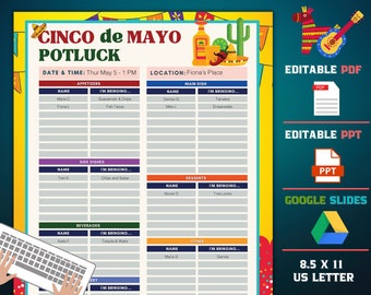 Cinco De Mayo Potluck Sign up Sheet - Etsy