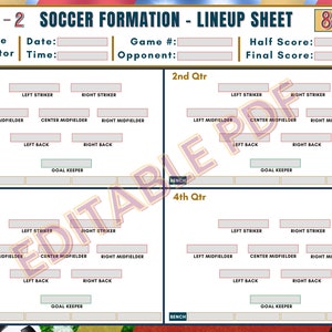 8v8 Soccer Formation Lineup Sheet, Editable PDF, Soccer Training ...