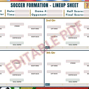 7v7 Soccer Formation Lineup Sheet Editable PDF Soccer - Etsy