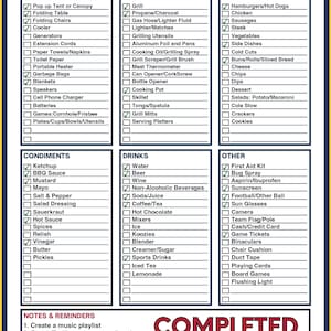Ultimate Tailgate Checklist Printable, Football Tailgate Checklist ...