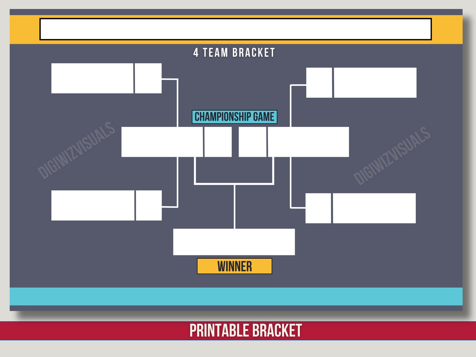 4, 8, 16, 32, 64 Single Elimination Bracket, Printable Tournament ...