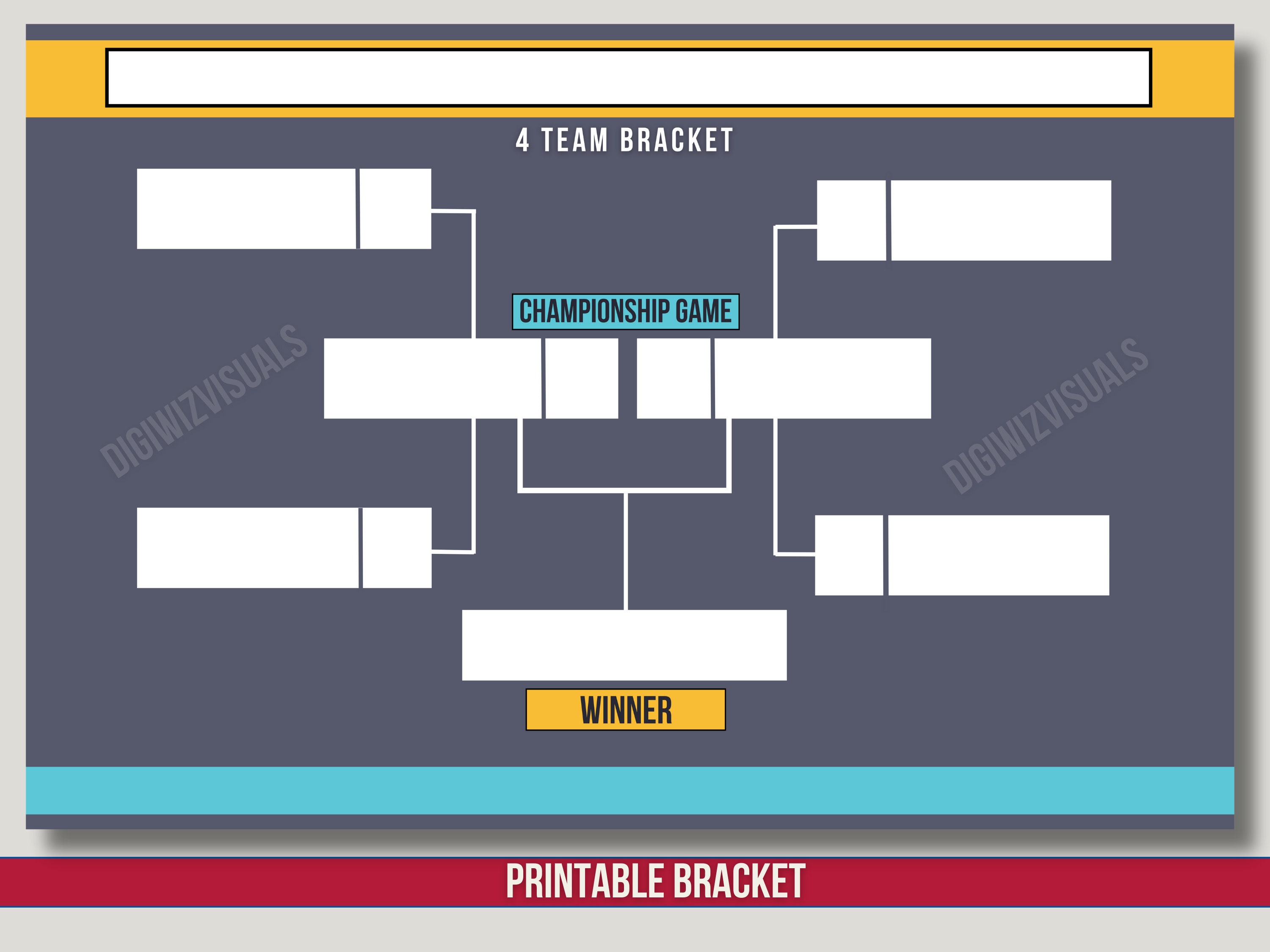 4, 8, 16, 32, 64 Single Elimination Bracket, Printable Tournament ...