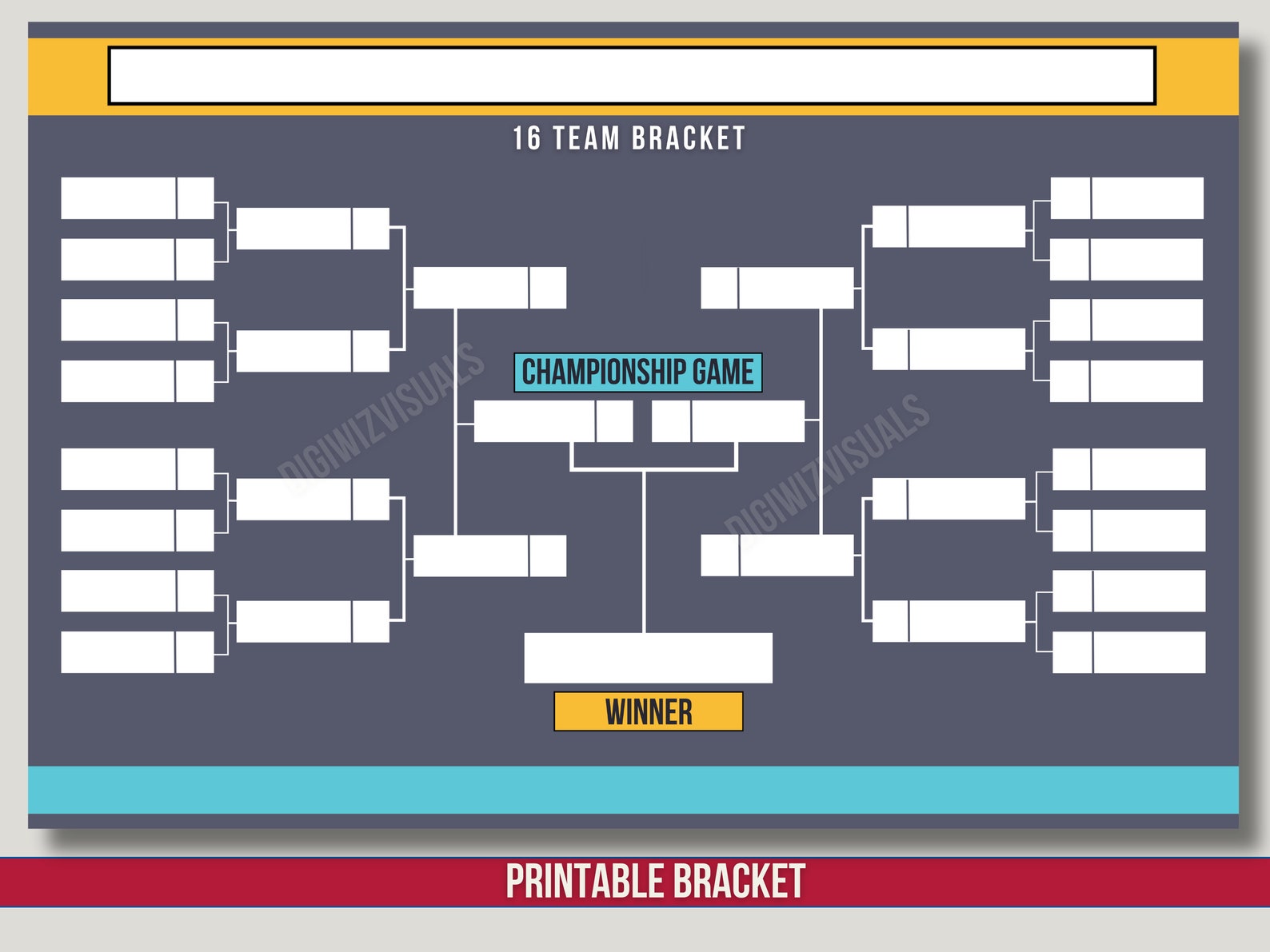 4, 8, 16, 32, 64 Single Elimination Bracket, Printable Tournament ...