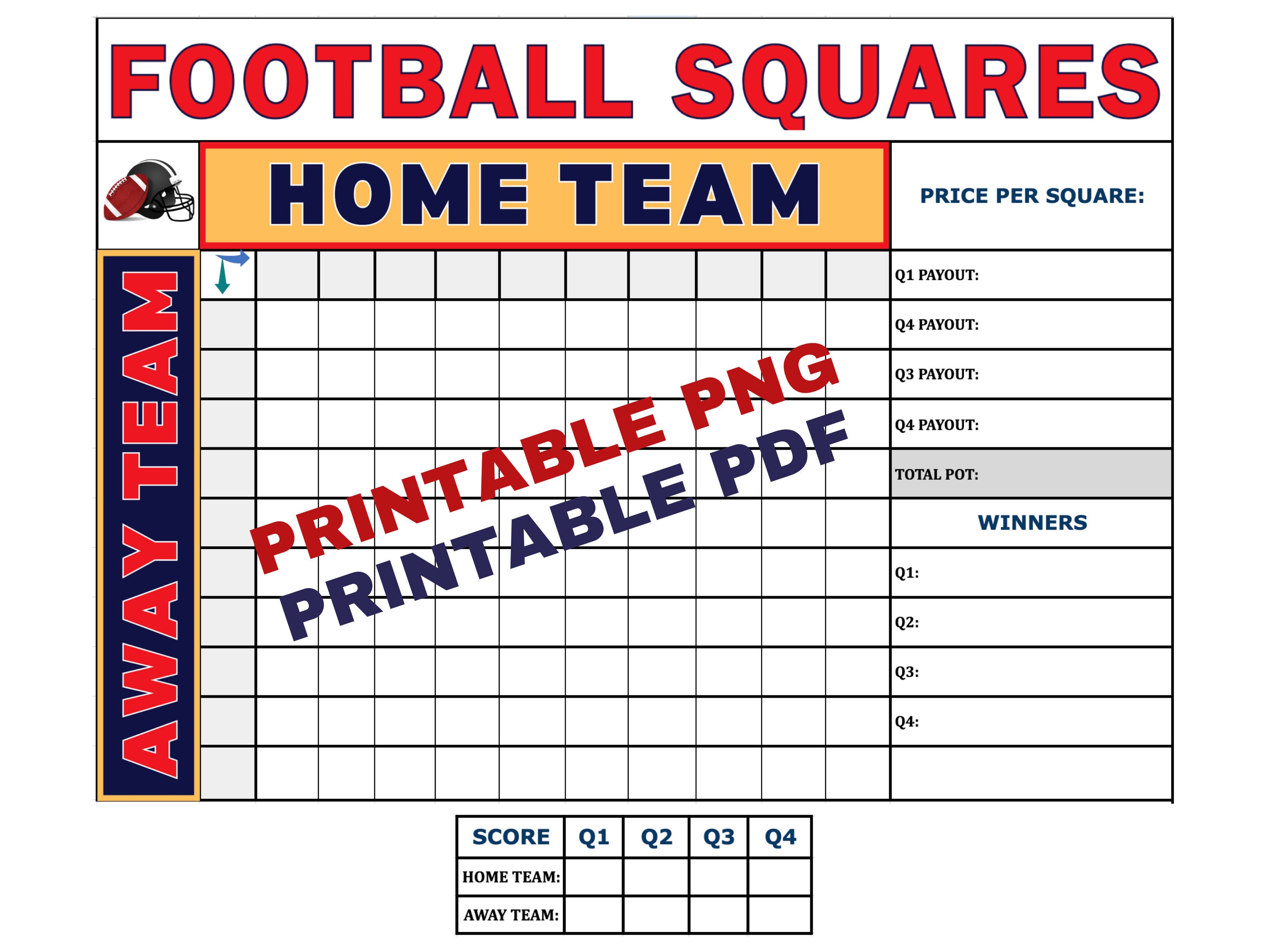 Google Sheets Football Squares, Share and Edit in Real Time, 100 ...