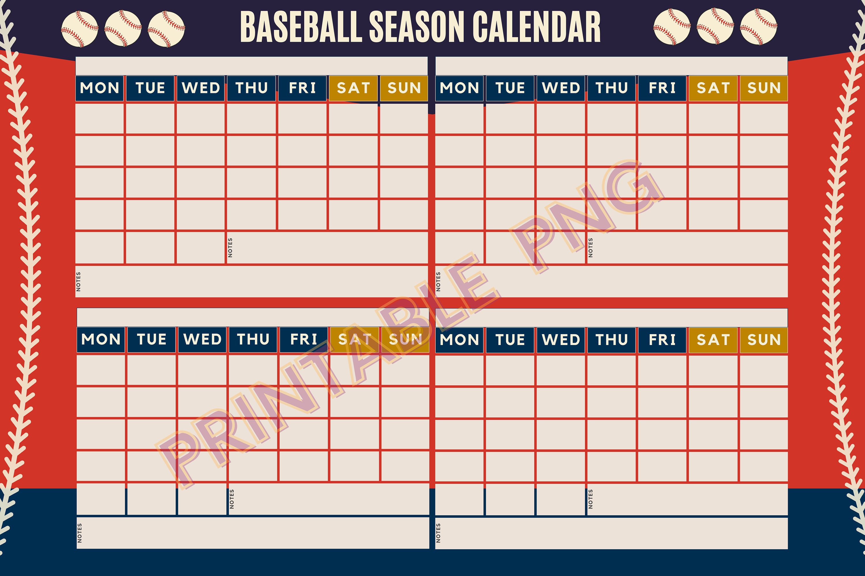 Baseball Season Calendar, Baseball Printable, Tball Season Planner ...
