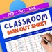 Classroom Sign Out Sheet Printable Classroom Check Out - Etsy