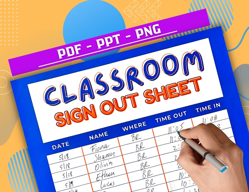 Classroom Sign Out Sheet Printable Classroom Check Out Classroom Management Bathroom Sign Out