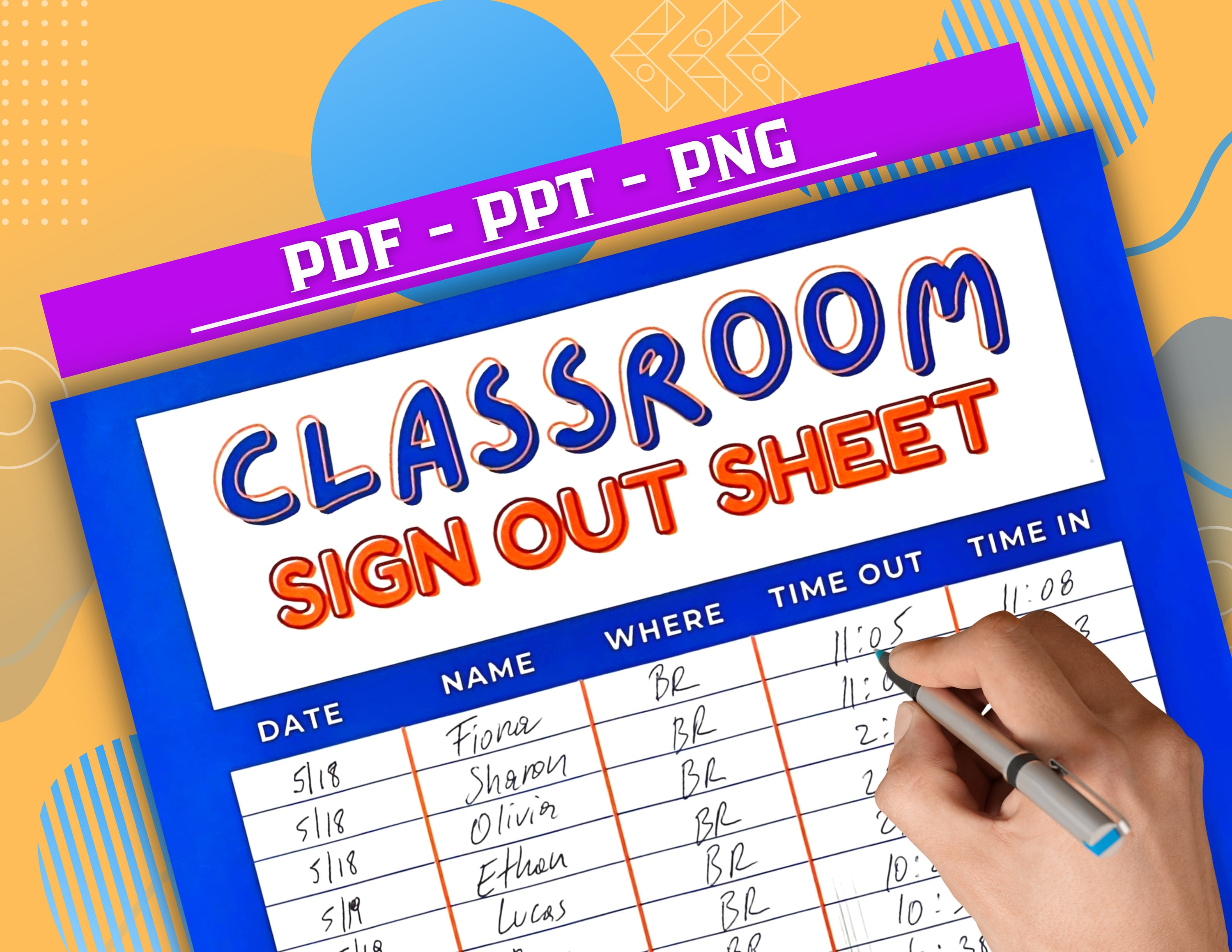 Classroom Sign Out Sheet Printable, Classroom Check Out, Classroom ...