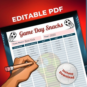Game Day Snacks, Soccer Snack Template, Editable Template, Printable ...