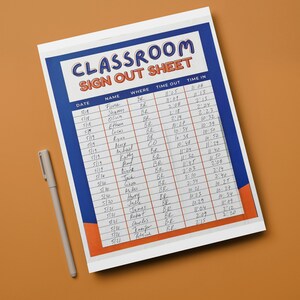 Classroom Sign Out Sheet Printable, Classroom Check Out, Classroom ...