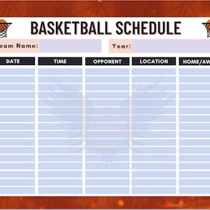 Editable Basketball Game Schedule Template, Printable Basketball ...