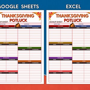 Thanksgiving Potluck Sign up Sheet, Shareable & Editable in Real Time ...