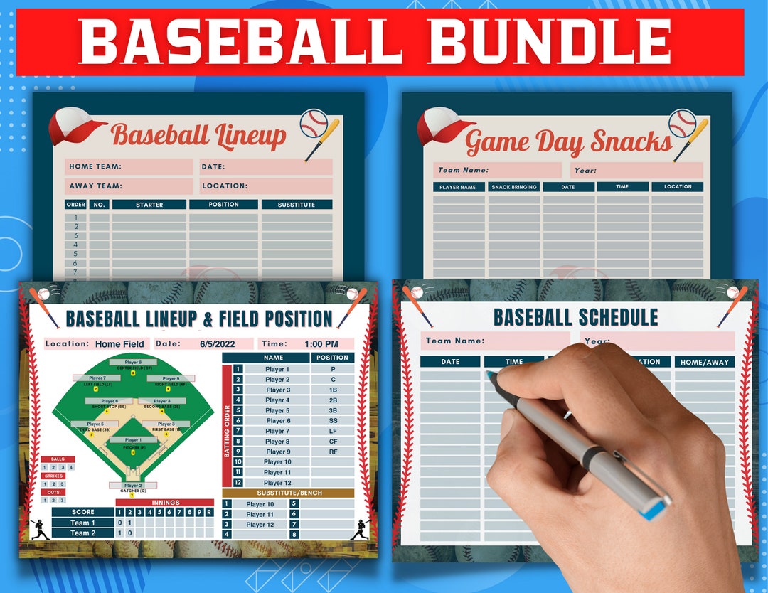 Printable Baseball Bundle, Baseball Schedule Template, Field Position ...