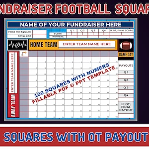 Editable Football Fundraiser Squares: Edit Team/fundraiser Name ...