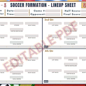 8v8 Soccer Formation Lineup Sheet, Editable PDF, Soccer Training ...