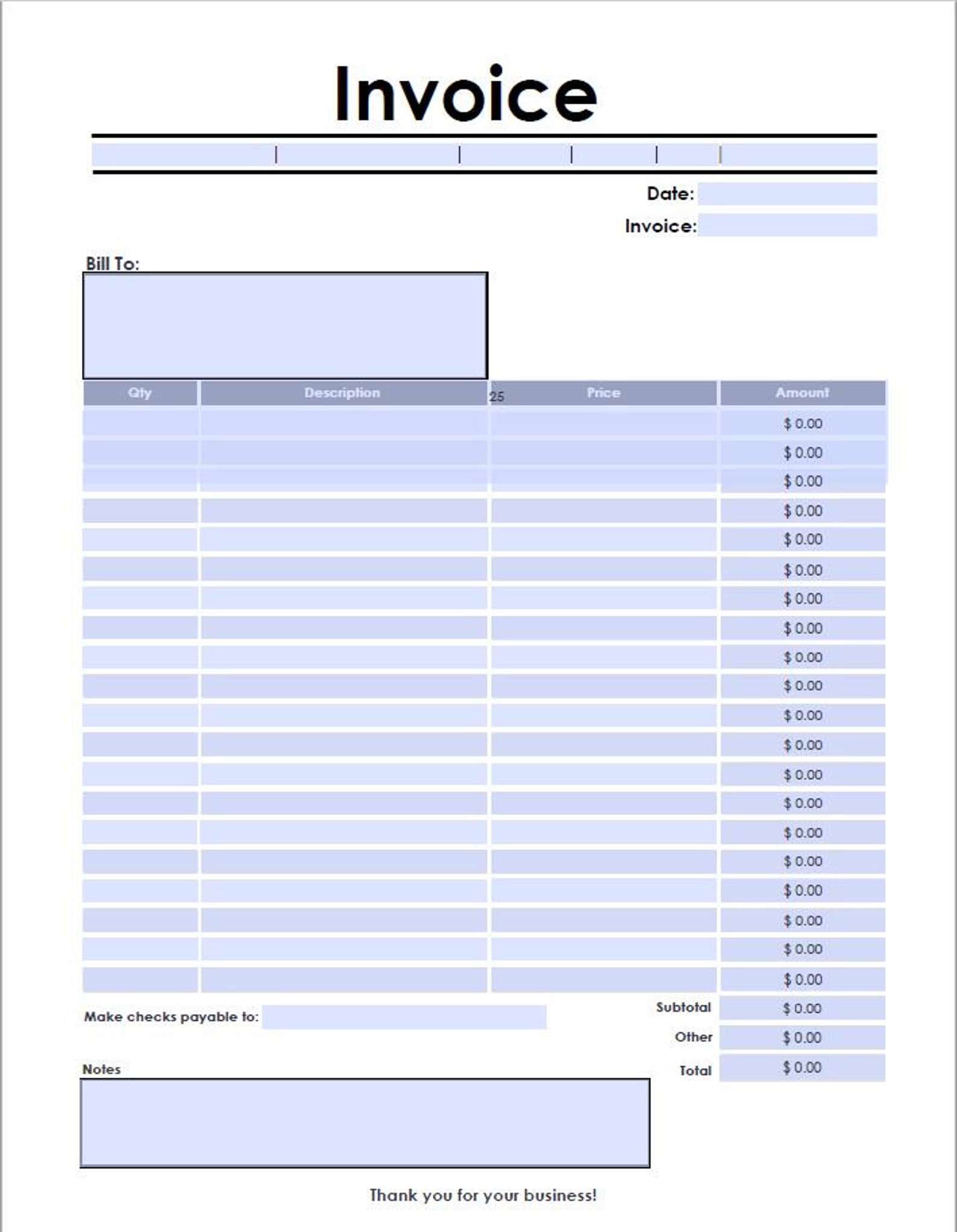 Editable Invoice Template, Google Sheets Invoice, Excel Invoice, PDF ...