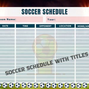 Soccer Schedule Template, Printable and Fillable Soccer Practice ...