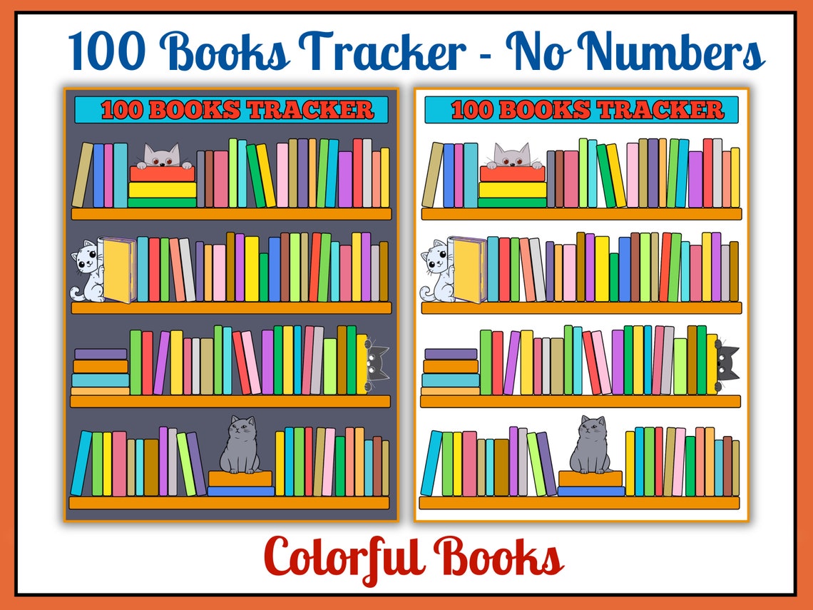Printable Book Tracker, 100 Books, 4 in 1 Book Tracker, 2 Blank & 2 Pre ...