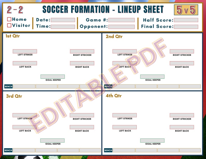 5v5 Soccer Formation Lineup Sheet Soccer Season Soccer - Etsy