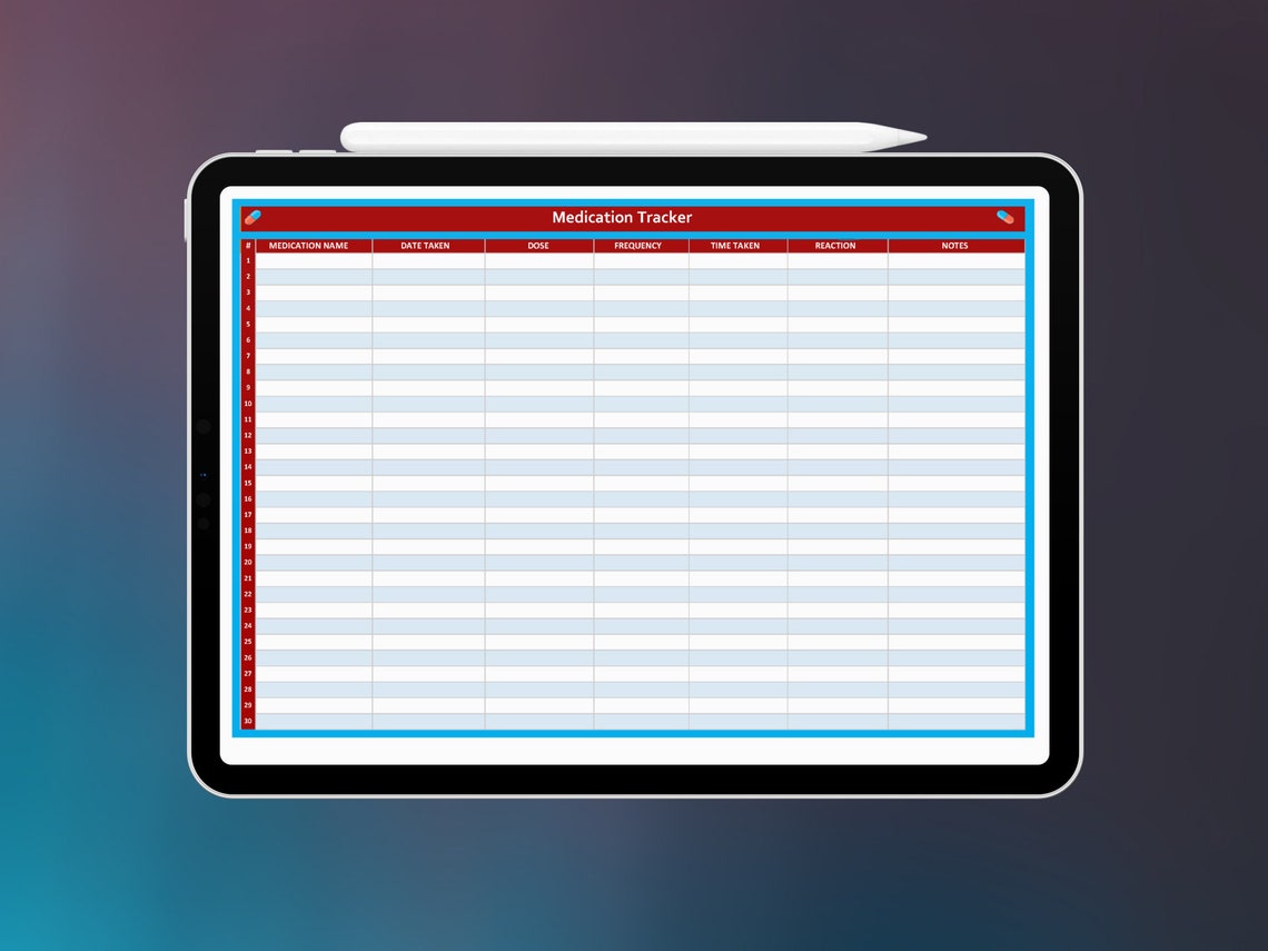 Medication Tracker Editable Template Printable Medicine - Etsy