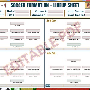 8v8 Soccer Formation Lineup Sheet, Editable PDF, Soccer Training ...