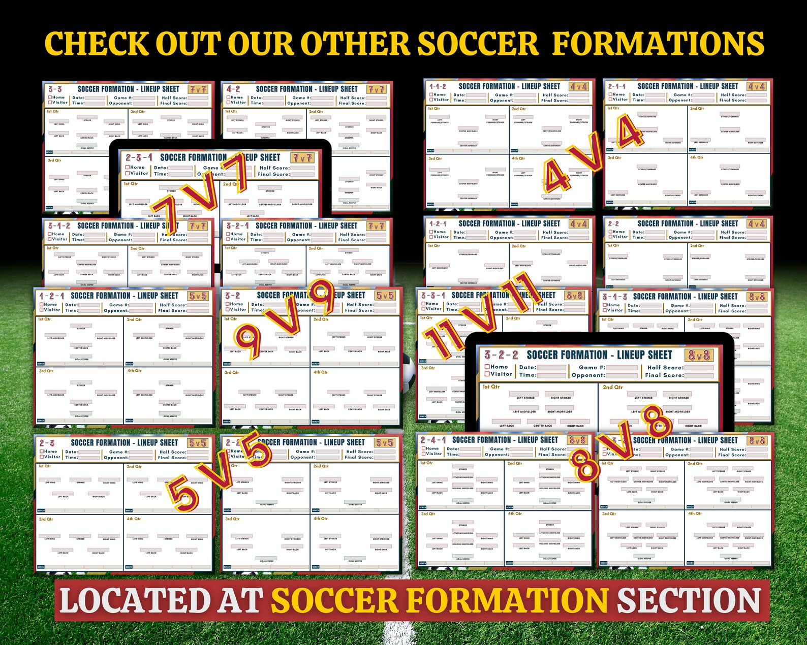 9v9 Soccer Formation Lineup Sheet, Editable PDF, Soccer Training ...