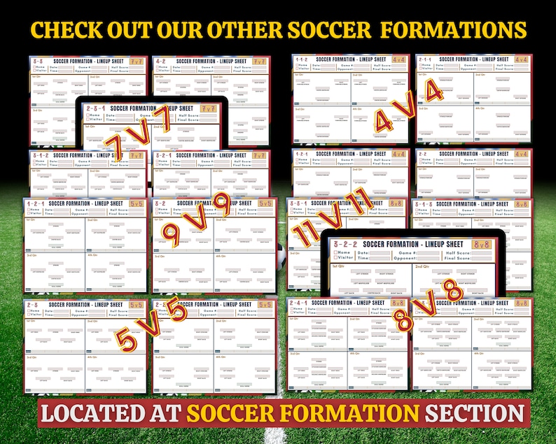 9v9 Soccer Formation Lineup Sheet, Editable PDF, Soccer Training ...