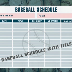 Editable Baseball Schedule Template, Baseball Printable, Printable ...