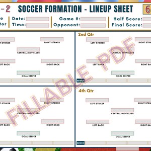 6v6 Soccer Formation Lineup Sheet, Fillable PDF, Soccer Training ...
