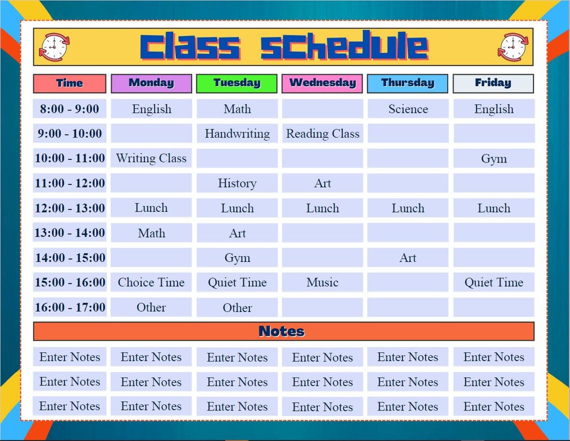 Class Schedule Printable Classroom Management Class - Etsy