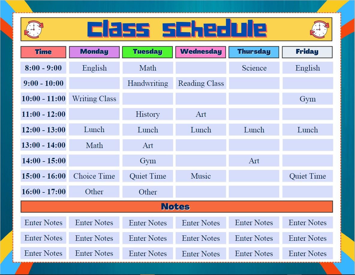 Class Schedule Printable , Classroom Management, Class Schedule ...