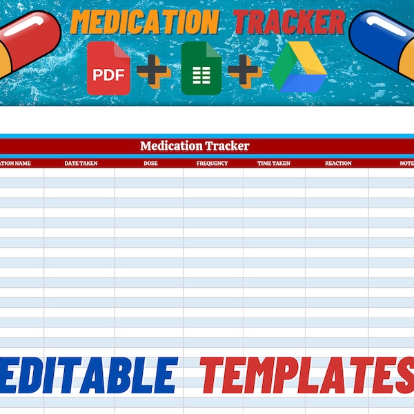 Medication Tracker Excel Template - Etsy