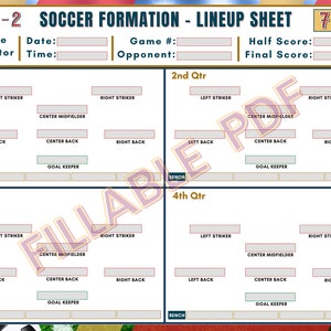 7v7 Soccer Formation Lineup Sheet, Editable PDF, Soccer Training ...