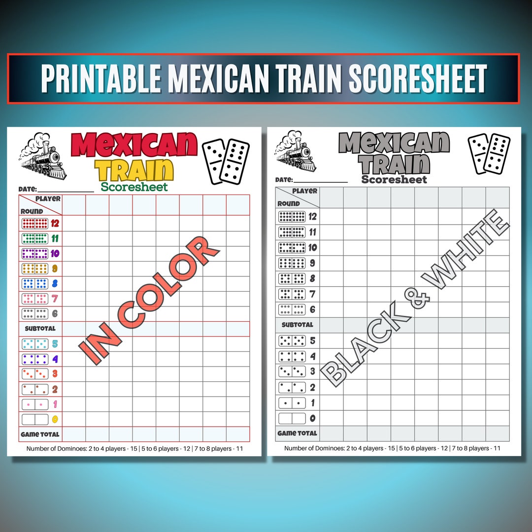 Mexican Train Domino in Color and Black & White Mexican Train - Etsy