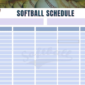 Softball Schedule Template, Editable Template, Printable Practice ...